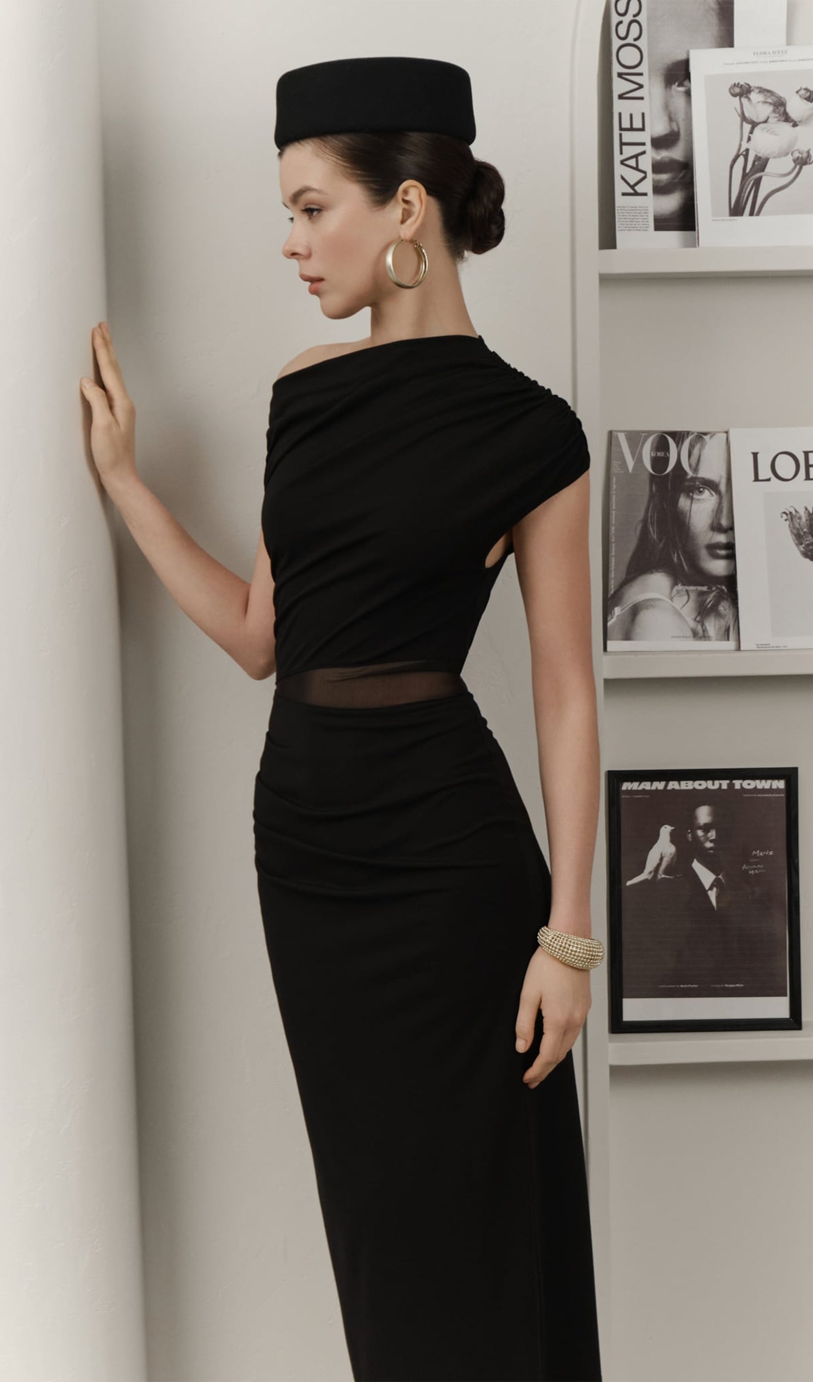 One Shoulder Midi Dress With Mesh – Queena Wish