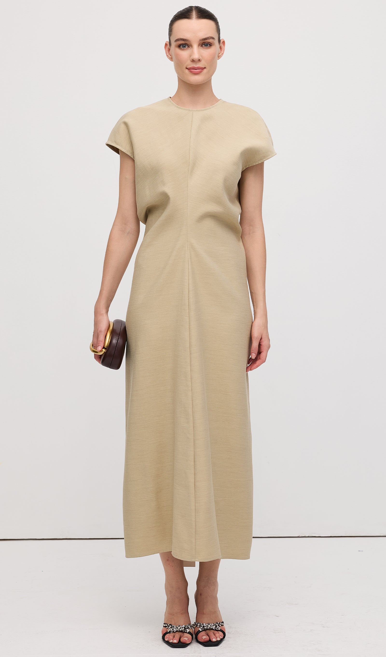 Slouch Waist Midi Dress-Green – Queena Wish